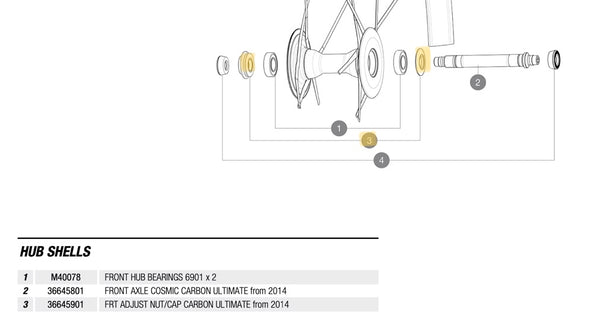 Mavic Adjusting Nut and Cap Cosmic Carbone Ultimate Front Hub - 366459 ...